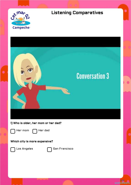 Listening Comparatives. Interactive worksheet | TopWorksheets