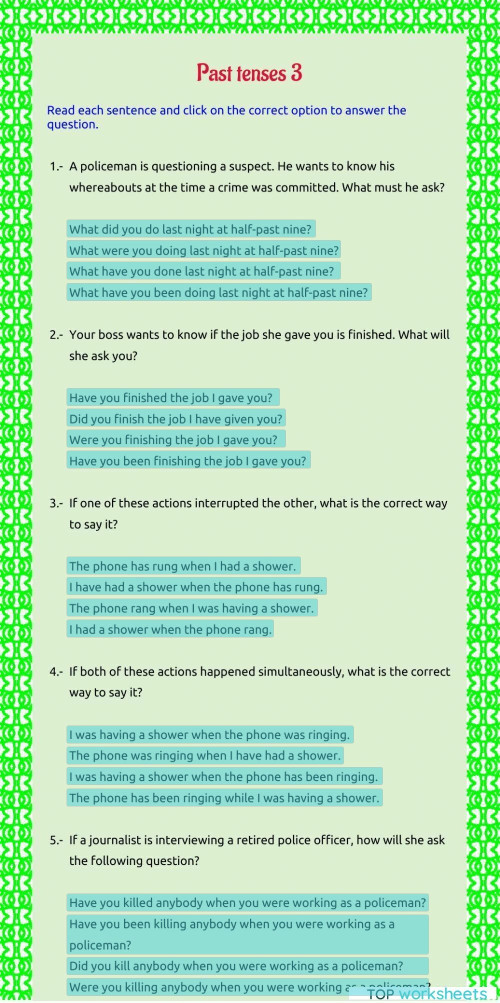 Past tenses 3. Interactive worksheet | TopWorksheets