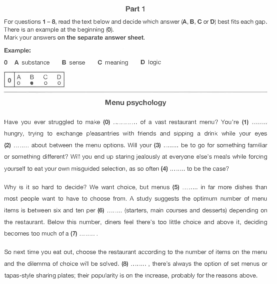 Advanced C1 (4) Use of English Part 1. Interactive worksheet ...