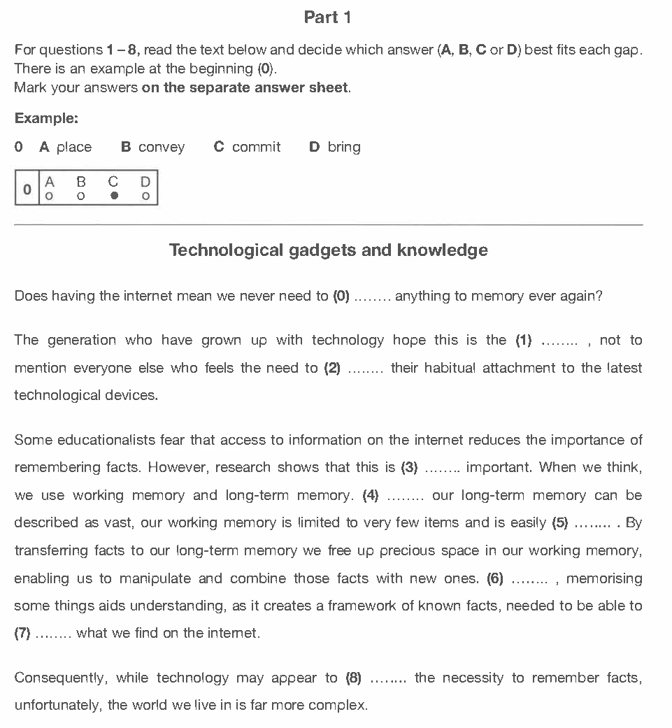 Advanced C1 (4) Use of English Part 1. Interactive worksheet ...