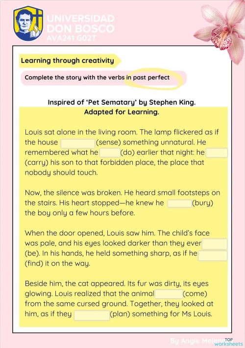 Complete the story in past perfect. Interactive worksheet | TopWorksheets