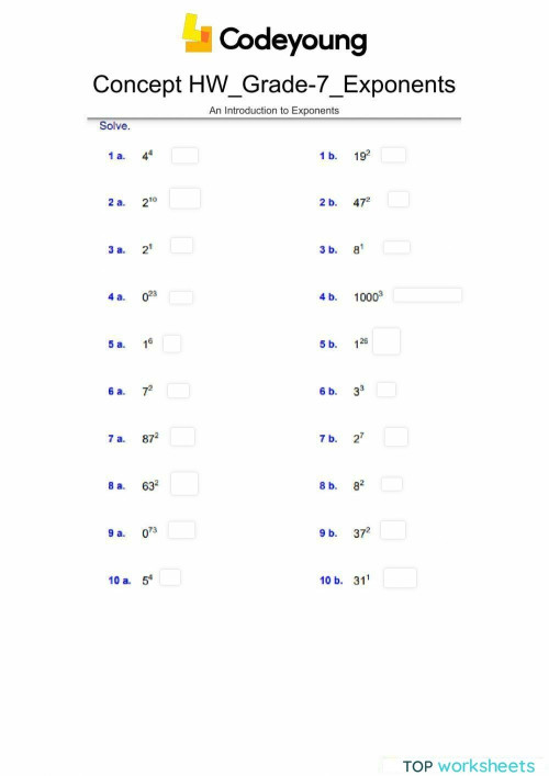 An Introduction to Exponents Concept HW interactive. Interactive ...