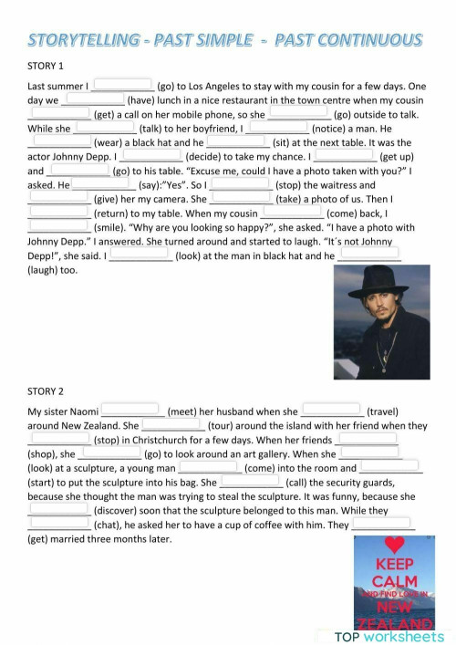 Storyteling past simple and continuous. Interactive worksheet ...