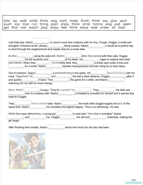 Nacho and Doggy. Past tense. Interactive worksheet | TopWorksheets