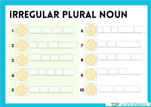 Irregular plural noun. Interactive worksheet | TopWorksheets