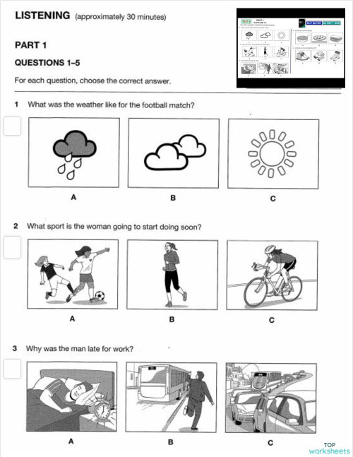 AUTHENTIC KET TEST 4 - LISTENING. Interactive worksheet | TopWorksheets
