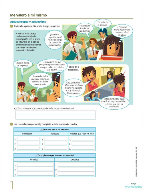 autoconcepto. Ficha interactiva | TopWorksheets