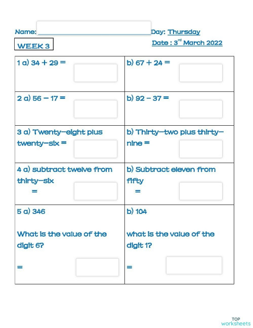 MP WK 3 3rd March & 5th March. Interactive worksheet | TopWorksheets