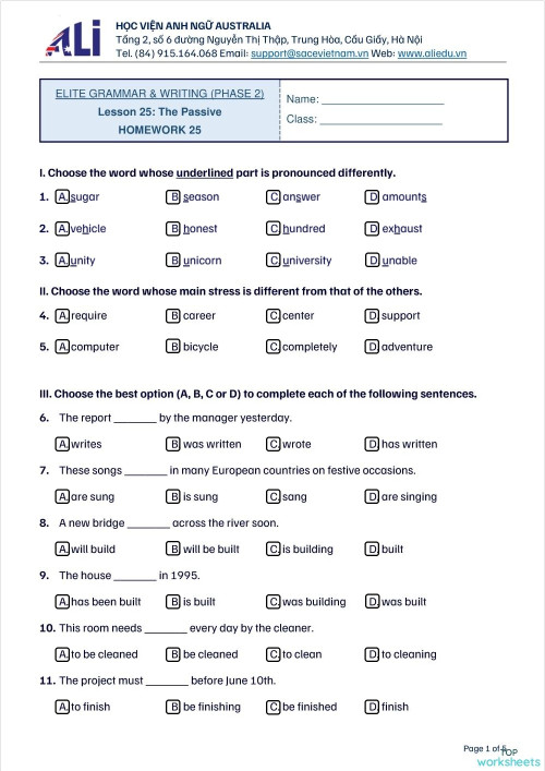 2EGK_L25_HW. Interactive worksheet | TopWorksheets