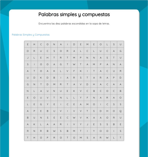 Palabras simples y compuestas. Ficha interactiva | TopWorksheets