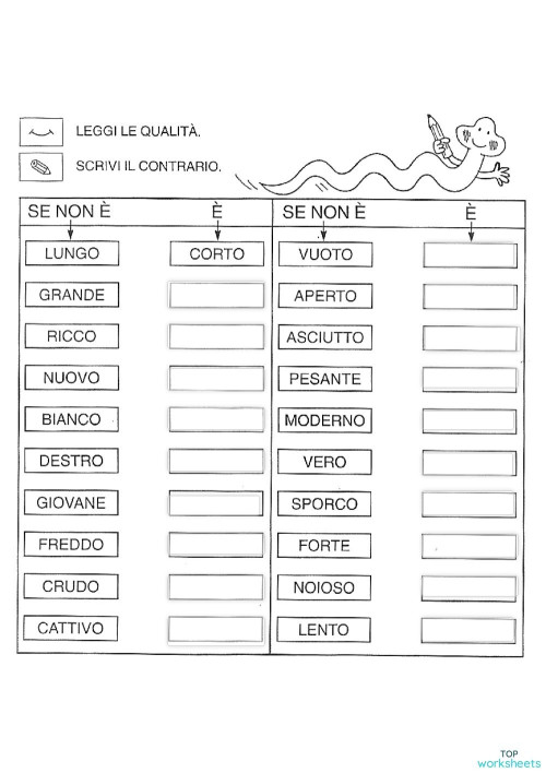 AGGETTIVI 10 SCRIVI I CONTRARI. Scheda interattiva | TopWorksheets