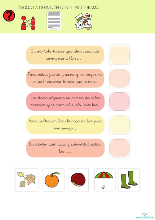 arrastra el vocabulario del otoño. Ficha interactiva | TopWorksheets