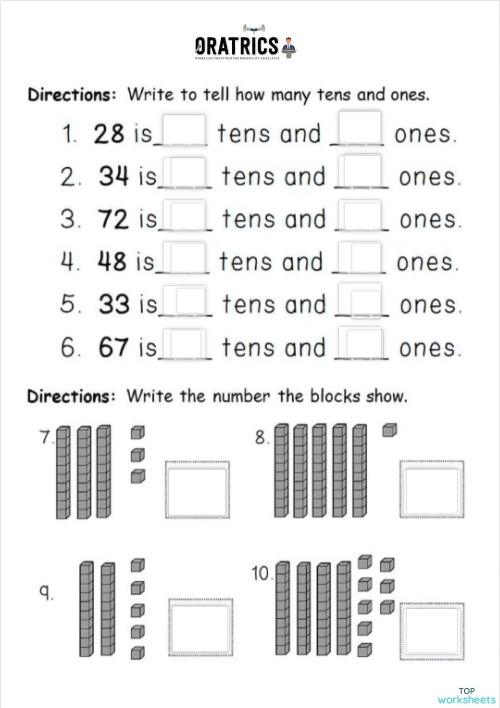 Tens and Ones math. Interactive worksheet | TopWorksheets