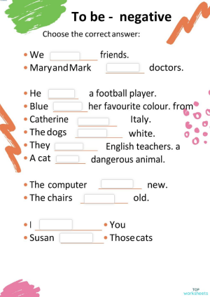 Ver to be Negative and Interrogative Class 1. Interactive worksheet ...