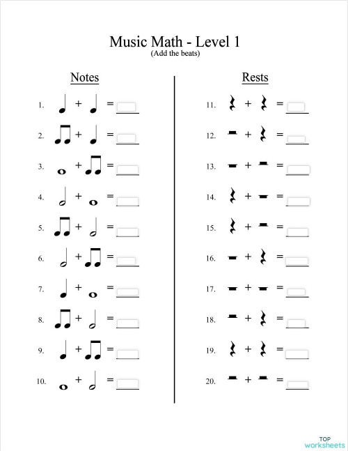 Rhythm Math 1. Interactive worksheet | TopWorksheets