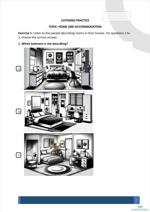 LISTENING PRACTICE - HOME A1. Interactive worksheet | TopWorksheets