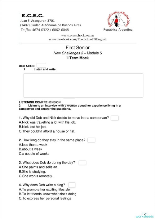 New Challenges 3 Module 5 2nd Term Mock. Interactive worksheet | TopWorksheets
