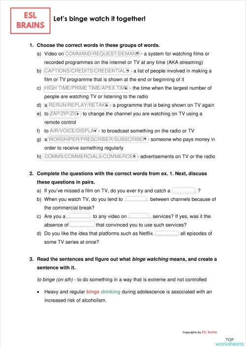 Interactive worksheets and online exercises in english | TopWorksheets