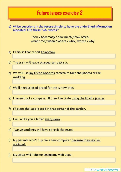 Future tenses exercise 2. Interactive worksheet | TopWorksheets