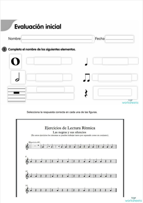Las figuras rítmicas. Ficha interactiva | TopWorksheets