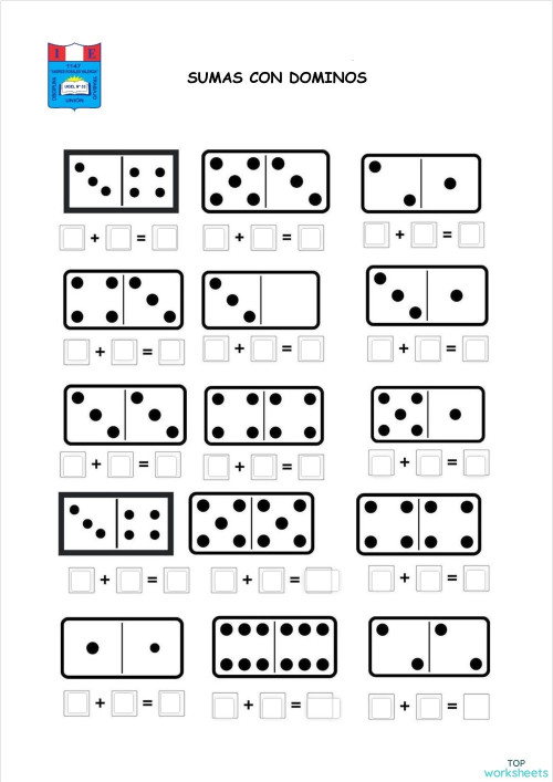 SUMAS DOMINO. Ficha interactiva | TopWorksheets