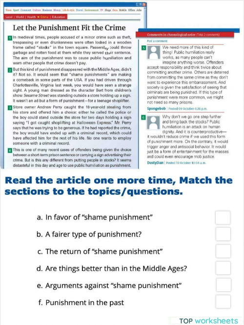 INT11 UNIT8 crime and punishment reading. Interactive worksheet ...