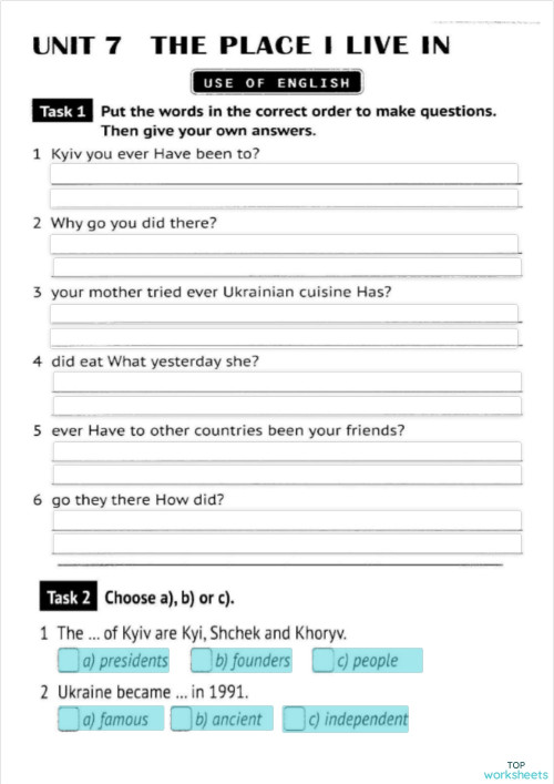 20.04.2026. Form 5. Unit 7. The Place Where I live. Final Topical Test ...