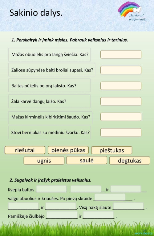 L.K.4 Sakinio dalys.. Interactive worksheet | TopWorksheets