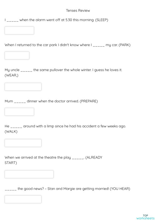 Tenses Review. Interactive worksheet | TopWorksheets