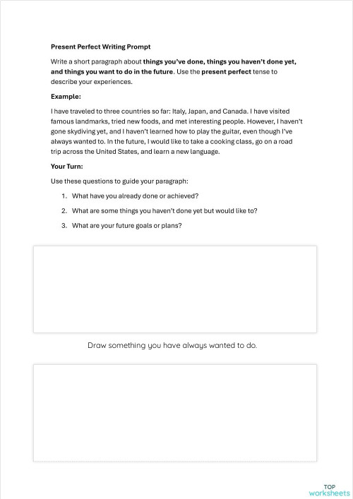 Day 5 Present Perfect Writing. Interactive worksheet | TopWorksheets
