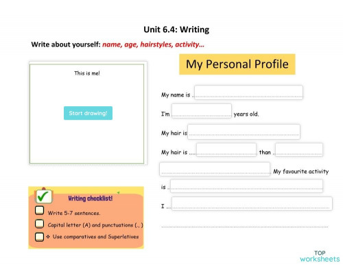 S2_U6.4_Write a personal profile_support. Interactive worksheet ...