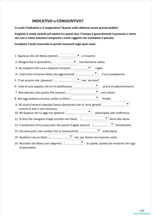 Scheda Congiuntivo Pdf: Il Congiuntivo In Italiano – PBXWHP