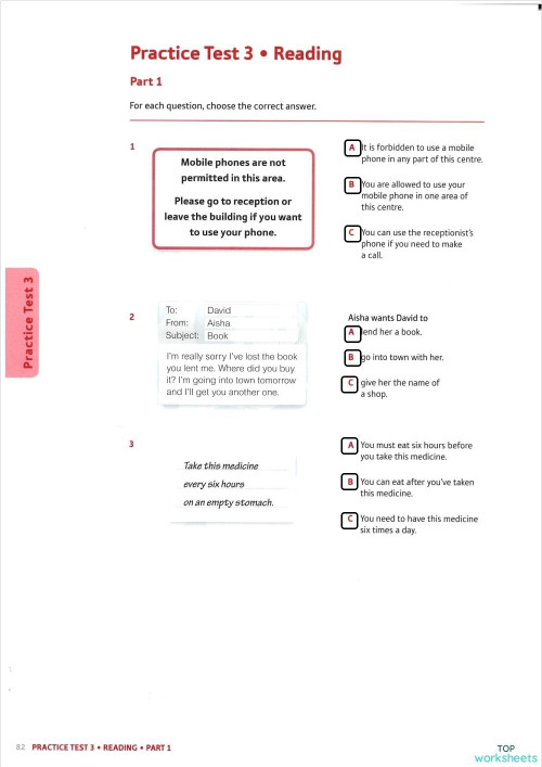 Exam Trainer B1 - Test 3 READING. Interactive worksheet | TopWorksheets