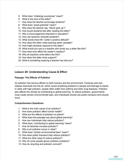 Reading comprehension B1. Interactive worksheet | TopWorksheets