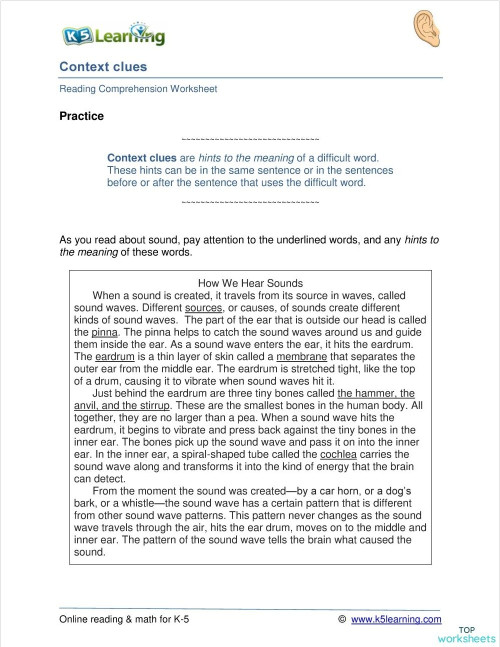 Reading- Context Clues. Interactive worksheet | TopWorksheets