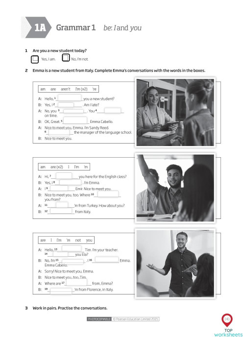 Be: I and you. Interactive worksheet | TopWorksheets