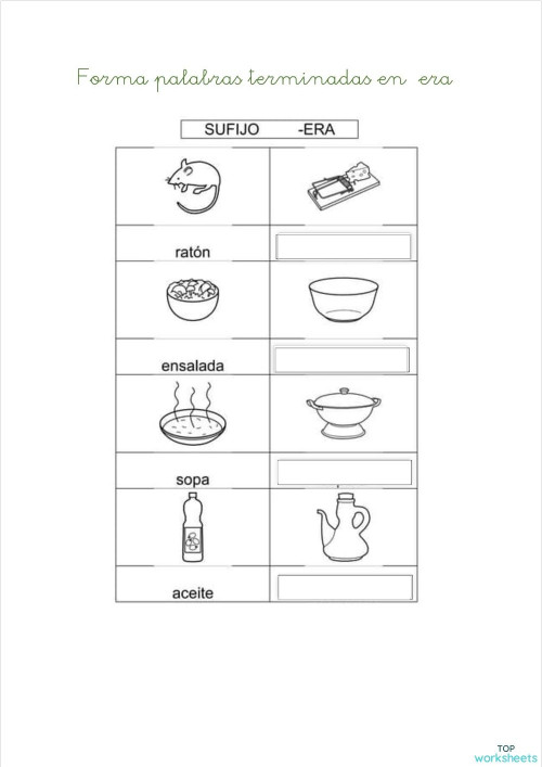 sufijos : fichas interactivas y ejercicios online | TopWorksheets