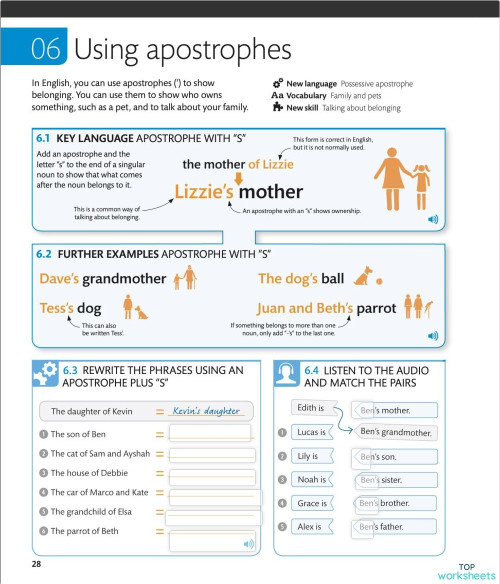 Family and Animals 4. Interactive worksheet | TopWorksheets