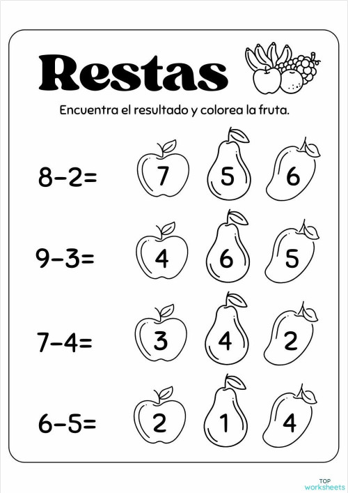 Restas con reagrupación. Ficha interactiva | TopWorksheets