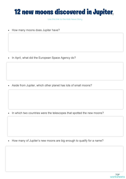 Jupiter Kids News. Interactive worksheet | TopWorksheets