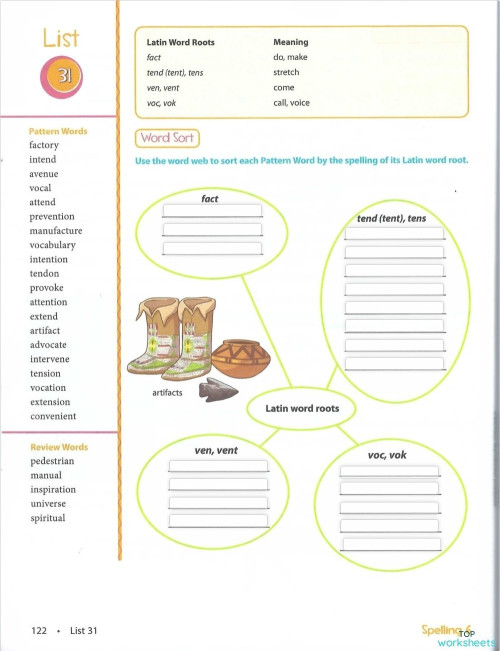 List 31 Word Pattern Pg 122. Interactive worksheet | TopWorksheets