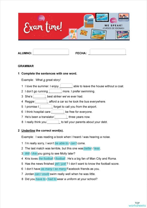 FINAL EXAM INTERMEDIATE. Interactive worksheet | TopWorksheets