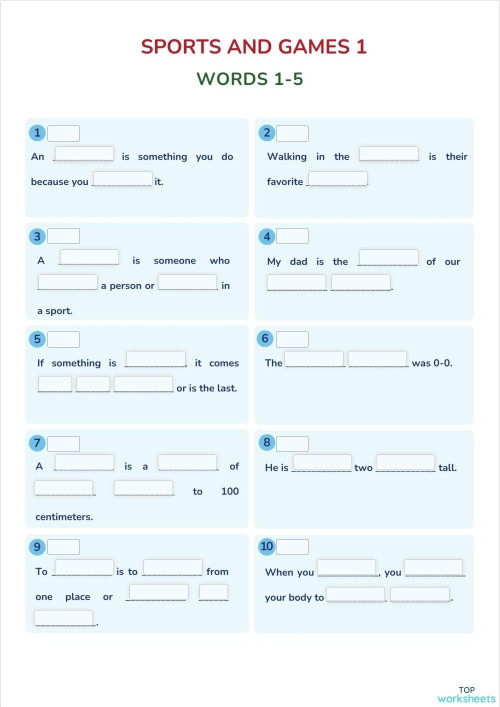 Sports and games 1 dictation 1. Interactive worksheet | TopWorksheets
