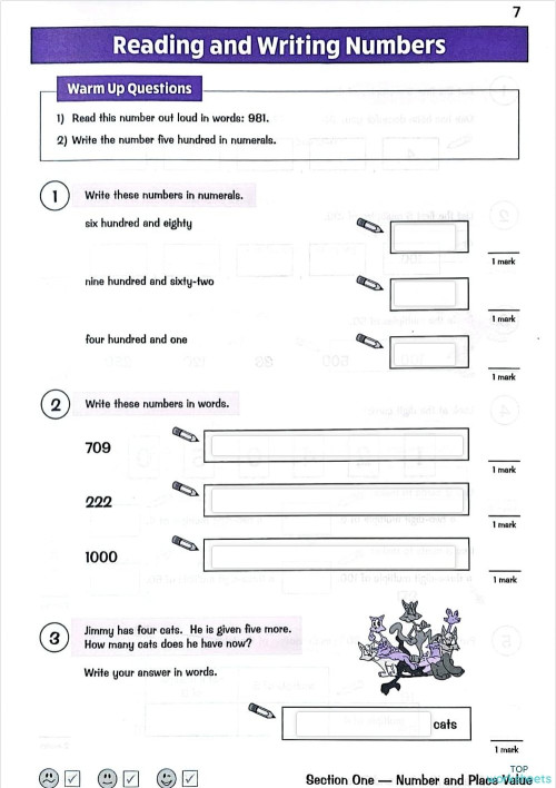 Reading and writing number warm up questions. Interactive worksheet ...