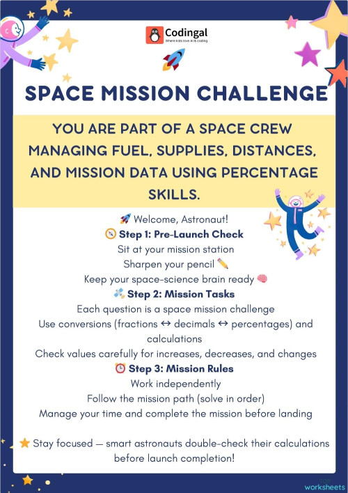 M_G06_T3_Space_Mission_Challenge. Interactive worksheet | TopWorksheets