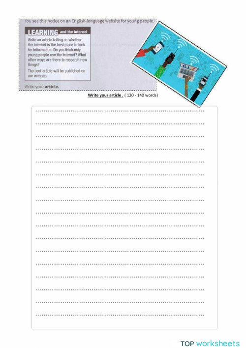 Write an article. Interactive worksheet | TopWorksheets