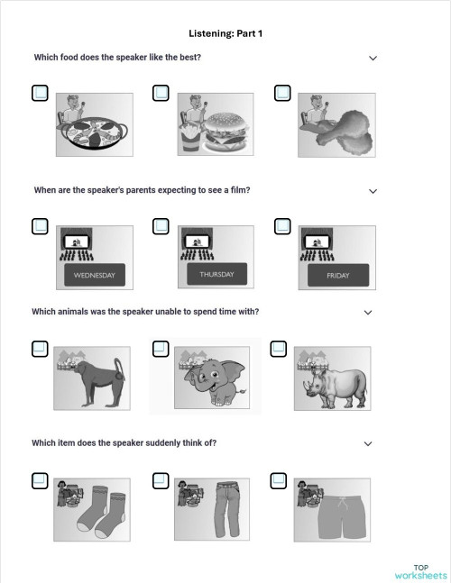 Listening: interactive worksheets and online exercises | TopWorksheets