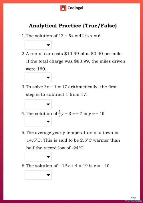 Math: interactive worksheets and online exercises | TopWorksheets