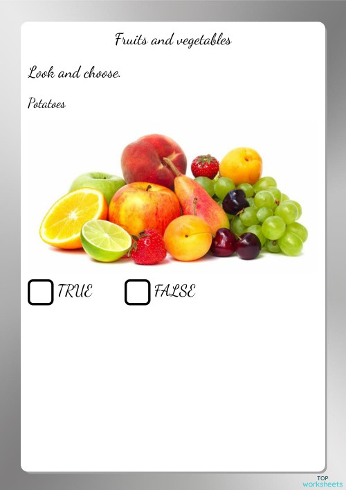 Fruits and vegetables. Interactive worksheet | TopWorksheets