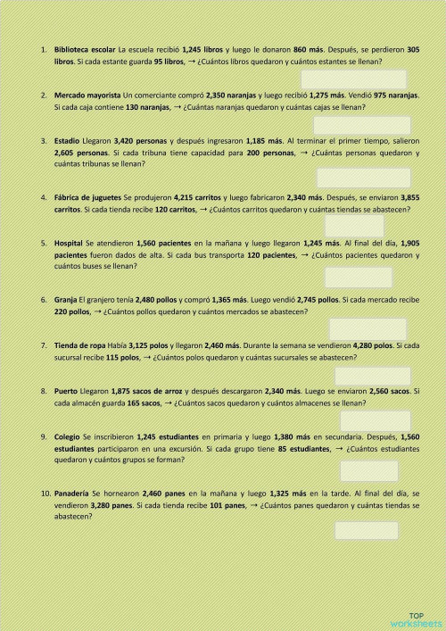 RESOLVEMOS PROBLEMAS CON LAS CUATRO OPERACIONES. Ficha interactiva ...